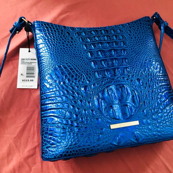 Brahmin | Bags | Brahmin Blue Crocodile Embossed Womens Bag | Poshmark